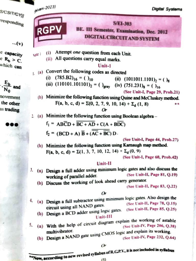 CS-304 Previous Year Paper | PDF | Electronic Circuits | Electronic Engineering