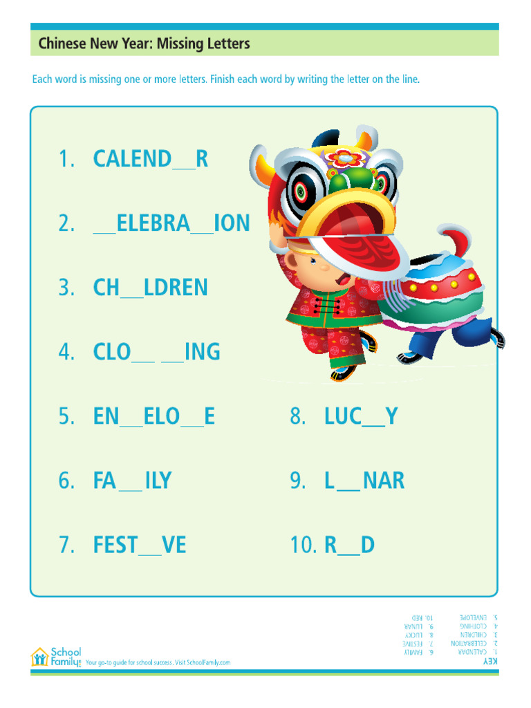 Chinese New Year Missing Letters | PDF