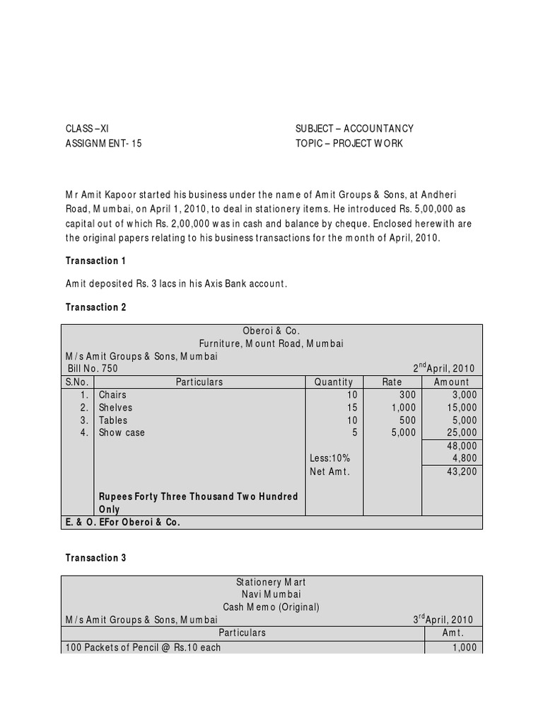 CBSE Class 11 Accountancy Worksheet | PDF | Cheque | Payments