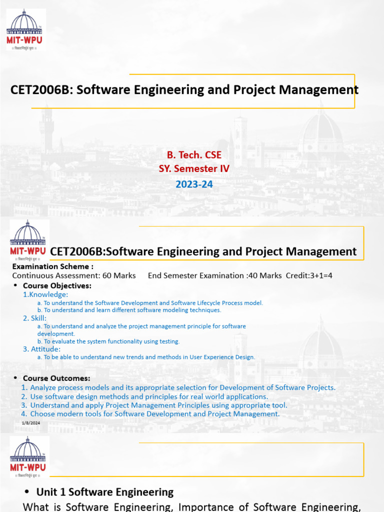 Sepm Unit 1 Final Pptx 1 Pdf Software Testing Software