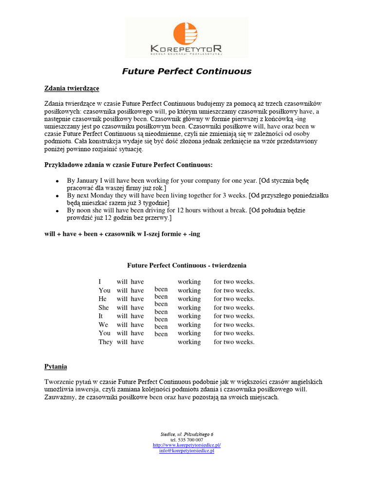 Future Perfect Continuous - PDF | PDF