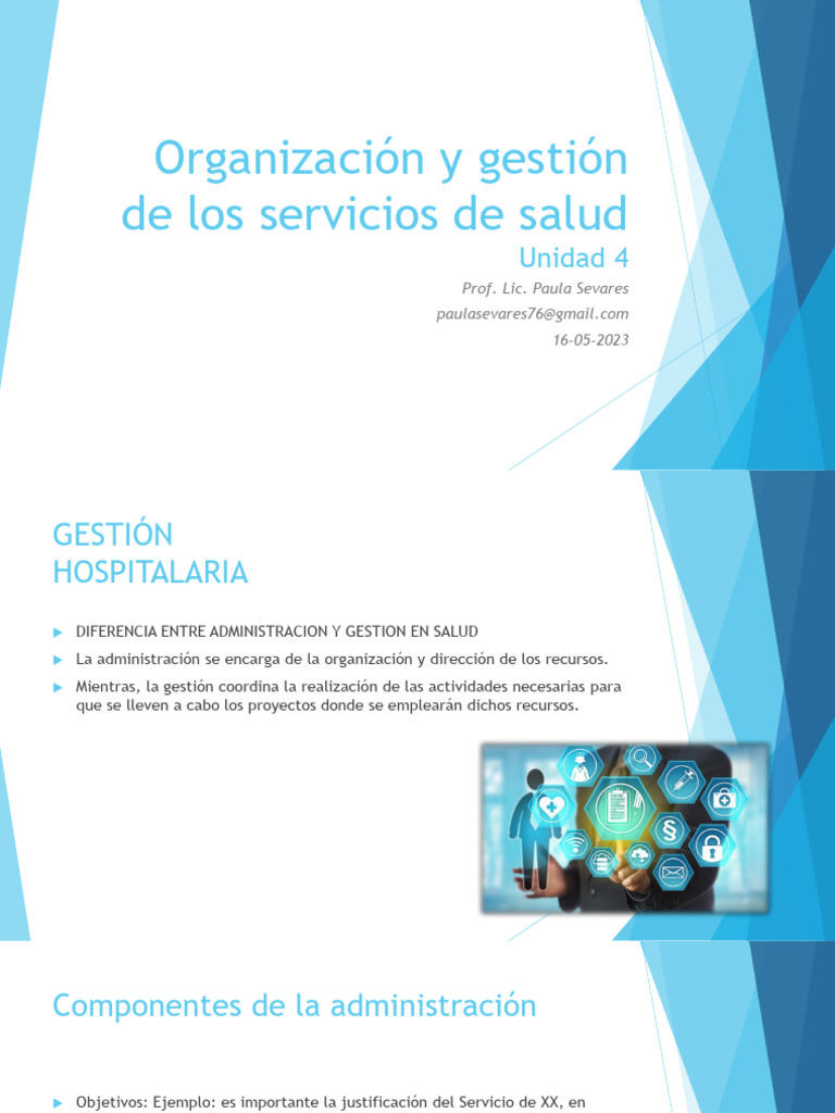 Organización y Gestión de Los Servicios de Salud UNIDAD 4 160523 | PDF ...