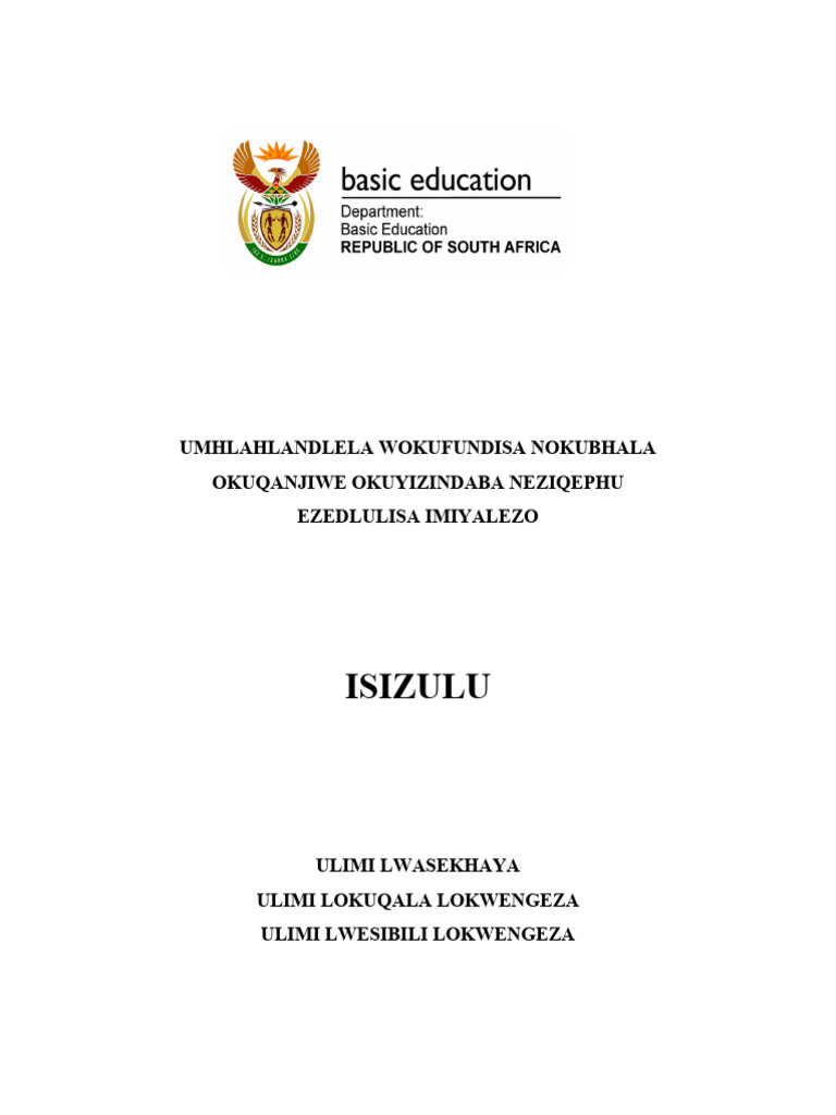 Isizulu Self Study Guide For Creative and Transactional Writing Grade 7 ...