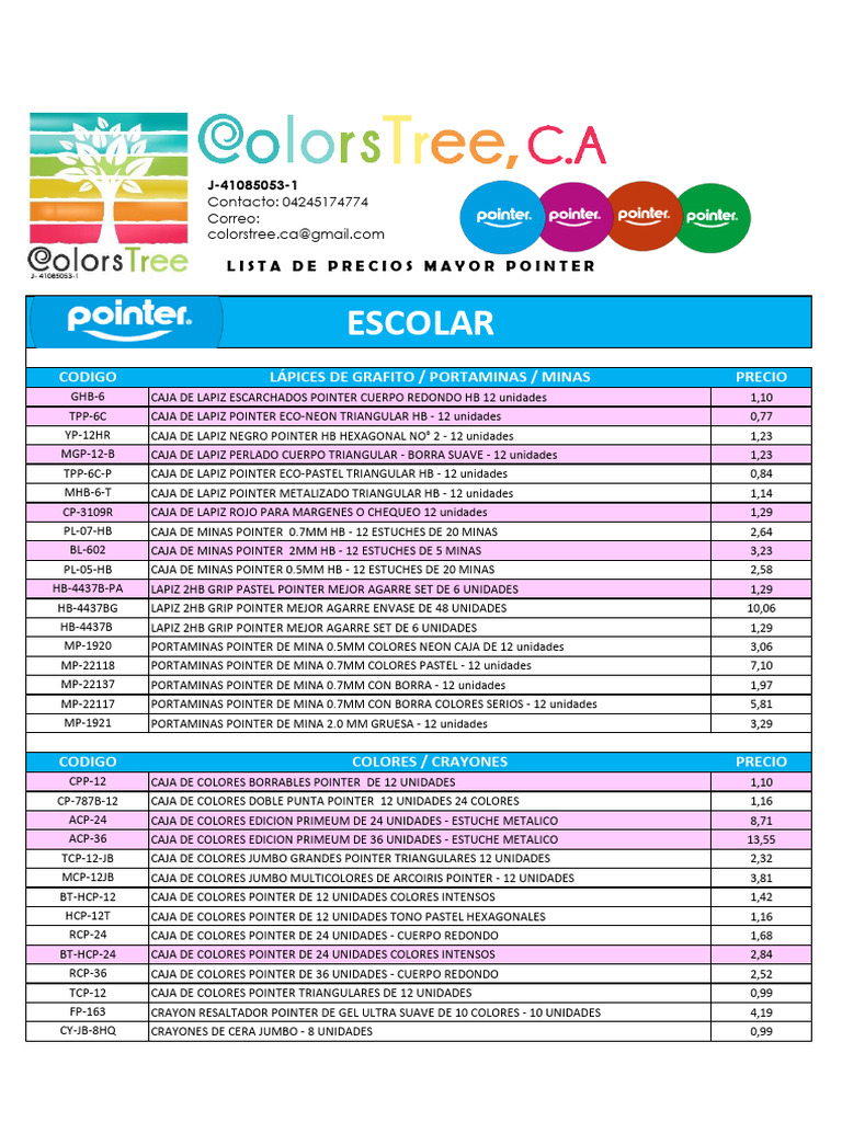 Productos de Papelería Pointer 2023 | PDF | Lápiz | Papelería