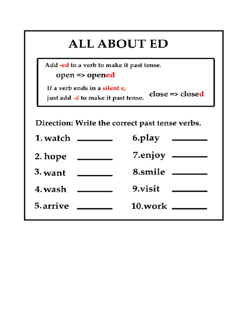 Past Tense Ed Pdf