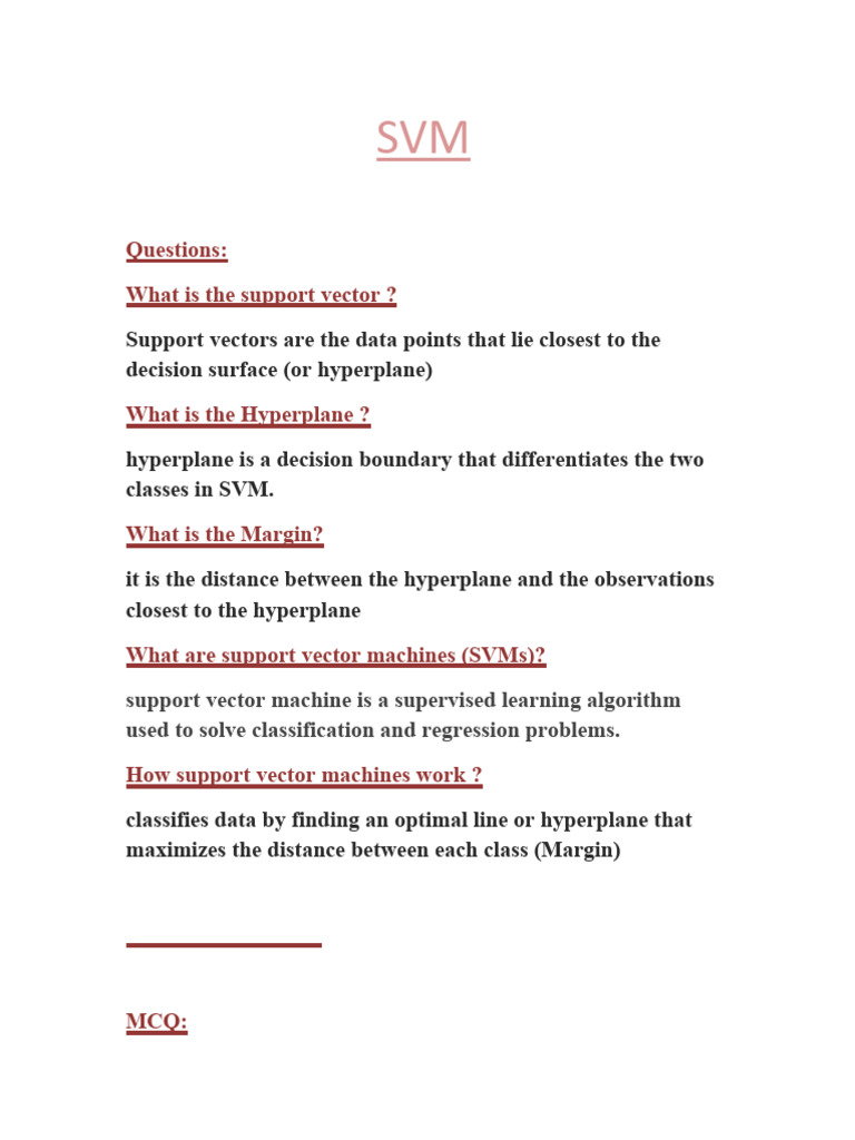 Svm Questions | PDF | Support Vector Machine | Statistical Classification