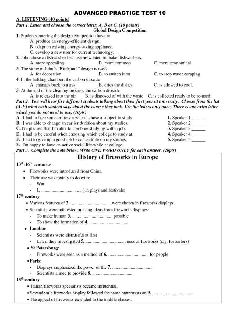 Advanced Practice Test 10 | PDF | Trees | Forests