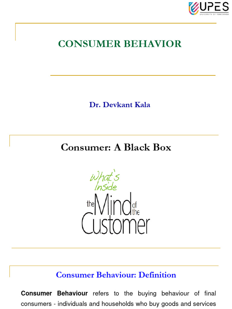 Lecture 8 - Intro To Consumer Behavior | PDF | Consumer Behaviour | Behavior