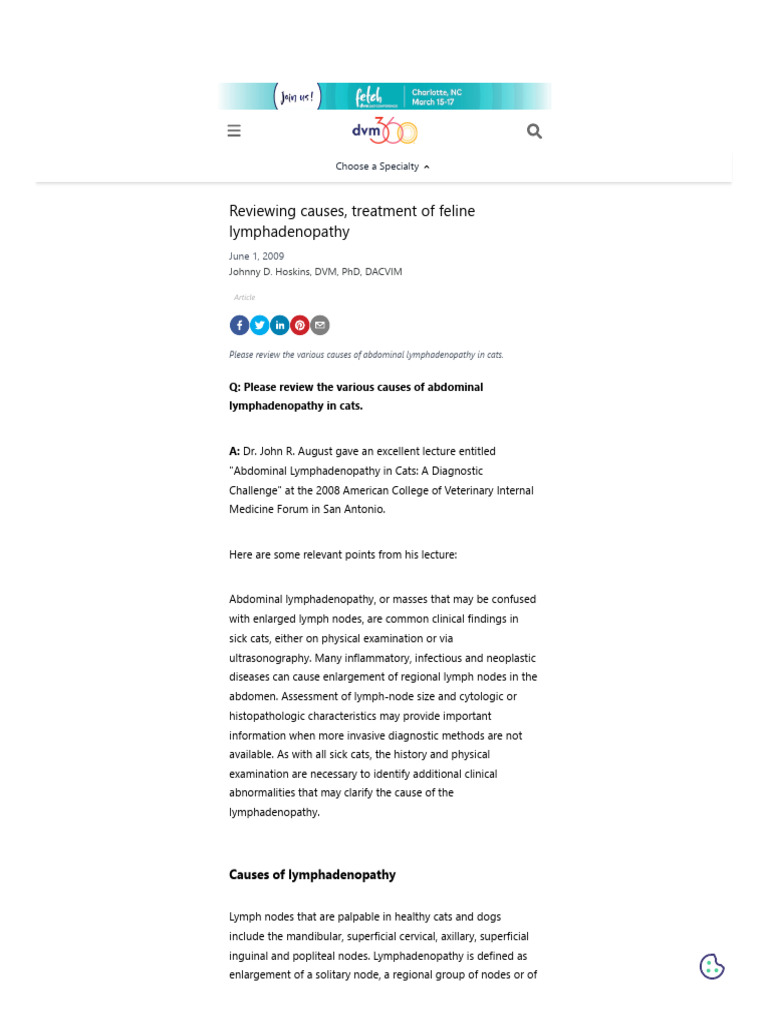 Reviewing Causes, Treatment of Feline Lymphadenopathy | PDF | Lymphatic ...