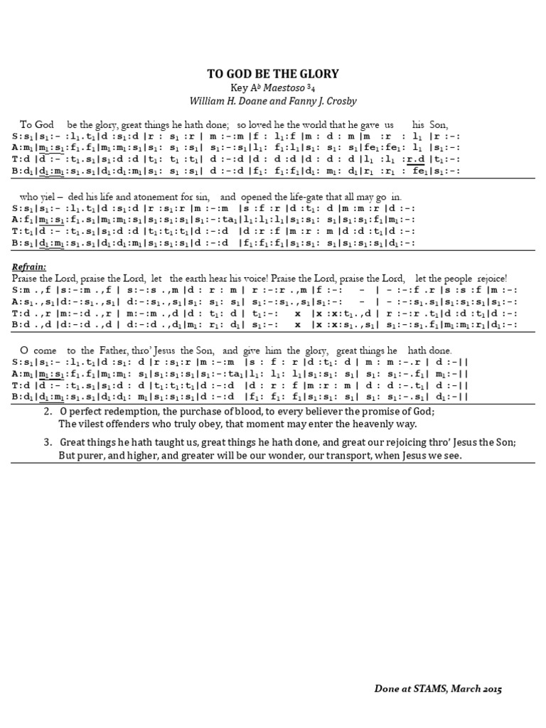 To God Be the Glory Hymn Lyrics | PDF | Abrahamic Religions ...