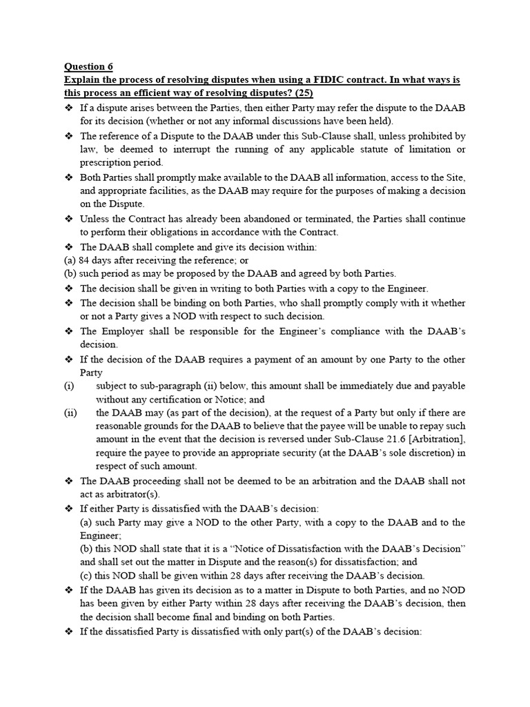 Final Fidic Dispute Resolution Procedure Pdf Arbitration