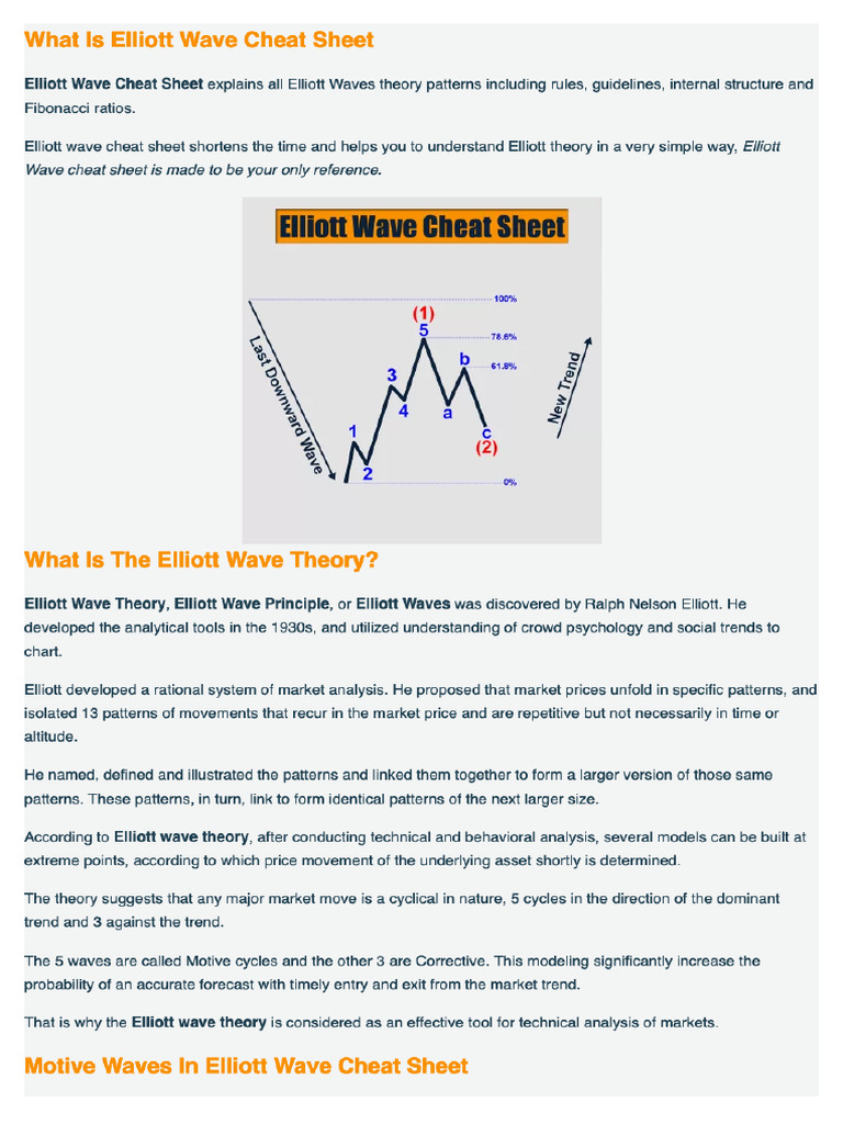Elliott Wave Cheat Sheet - All You Need To Count | PDF | Financial Markets | Market (Economics)