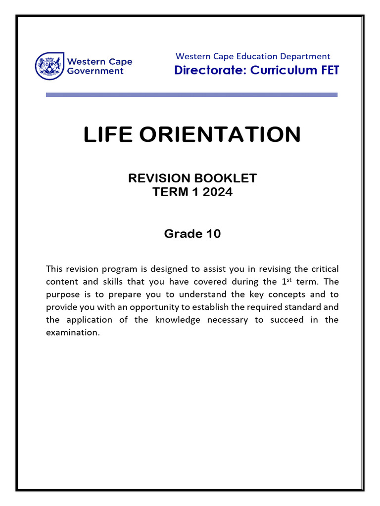 LO Grade 10 Revision Book T1 2024 | PDF | Self Esteem | Learning