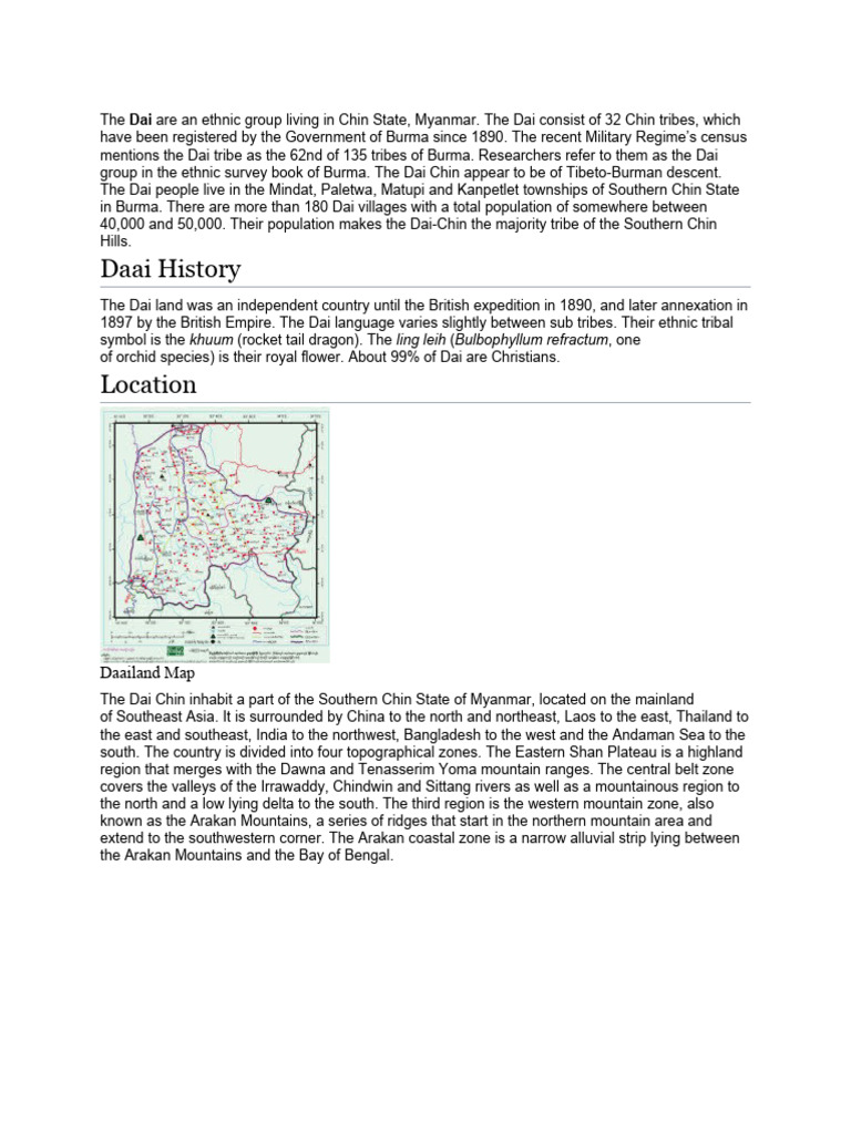 Dai Tribe of Southern Chin State | PDF | Travel | Religion & Spirituality