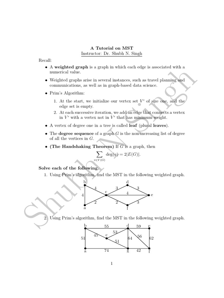 Tutorial MST | PDF | Discrete Mathematics | Computational Problems
