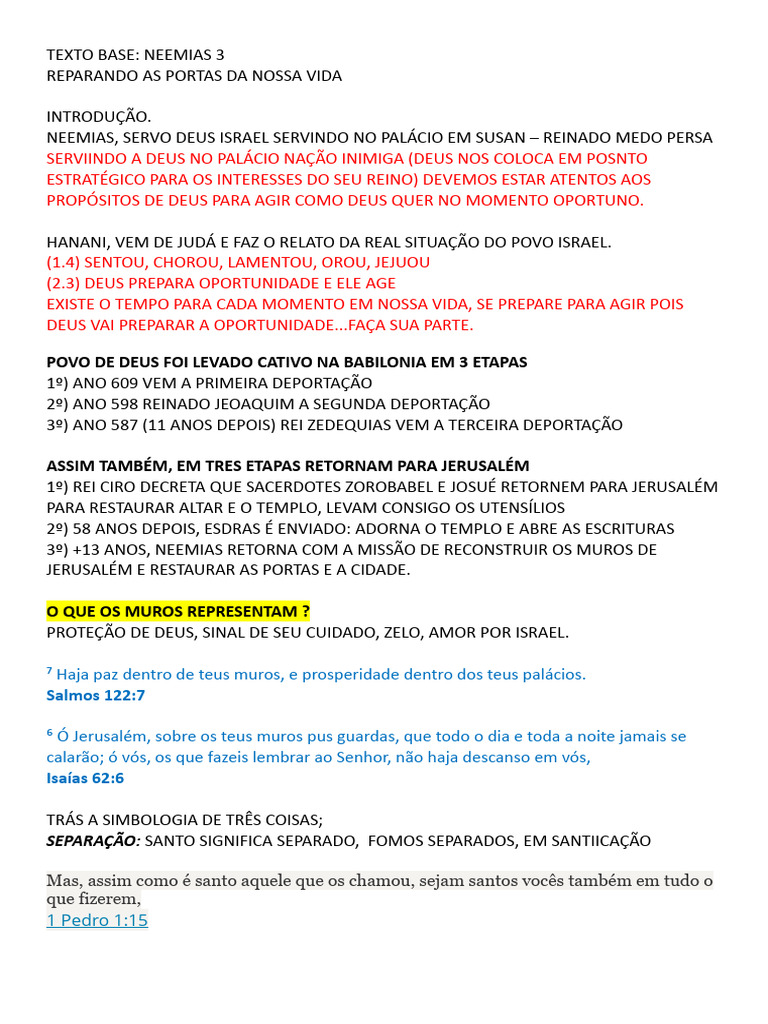 Reparar As Portas Neemias 3 | PDF | Elias | Deus
