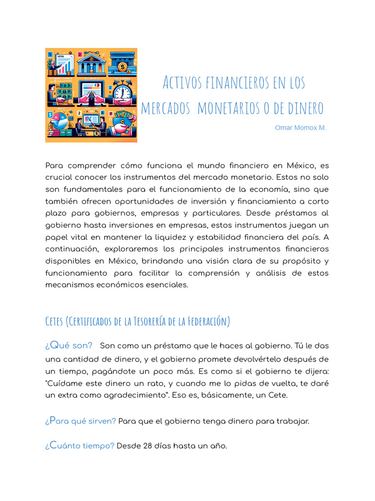 Activos financieros en los mercados monetarios o de dinero | PDF ...