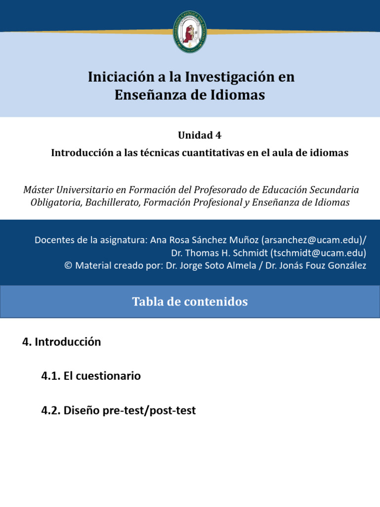 Unidad 4 Tecnicas Cuantitativas Pdf Cuestionario Literatura