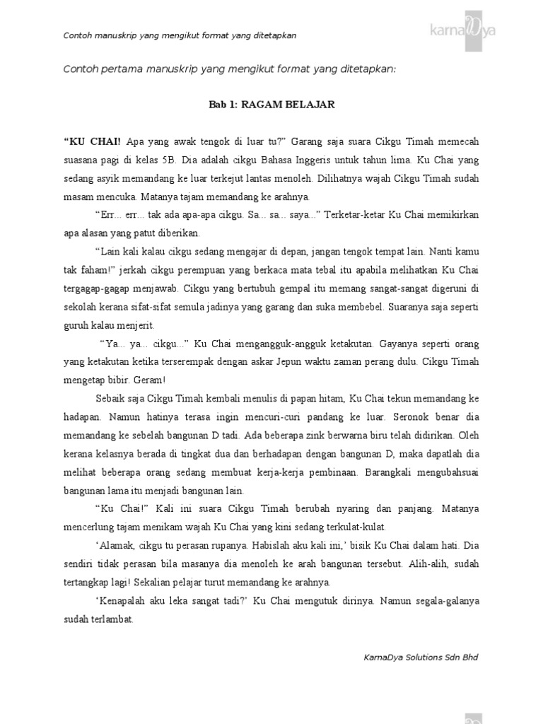 Contoh Manuskrip Mengikut Format Yang Ditetapkan | PDF