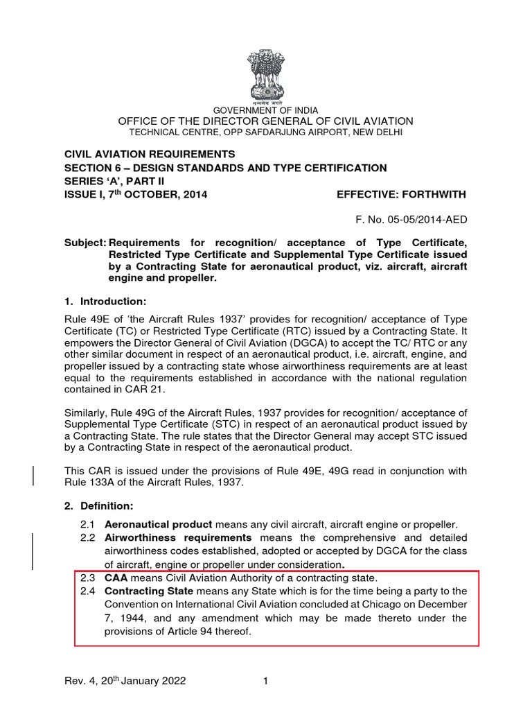 D6A-A2 Requirements For Recognition of Type Certificates | PDF ...
