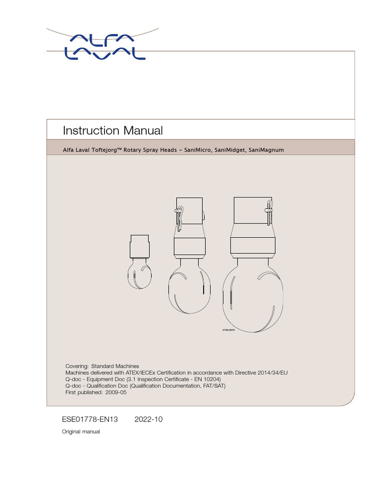 Alfa Laval Toftejorg Rotary Spray Heads - Sanimicro Sanimidget ...