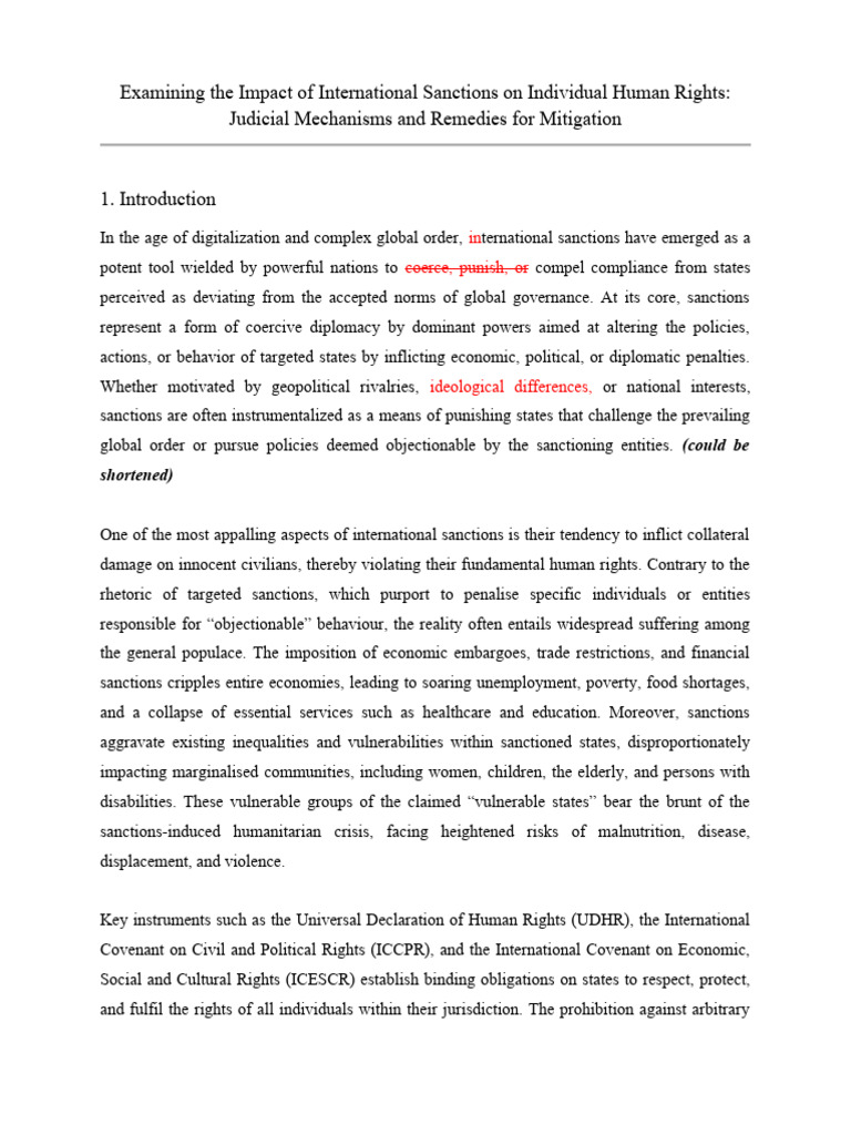 Examining The Impact of International Sanctions On Individual Human ...