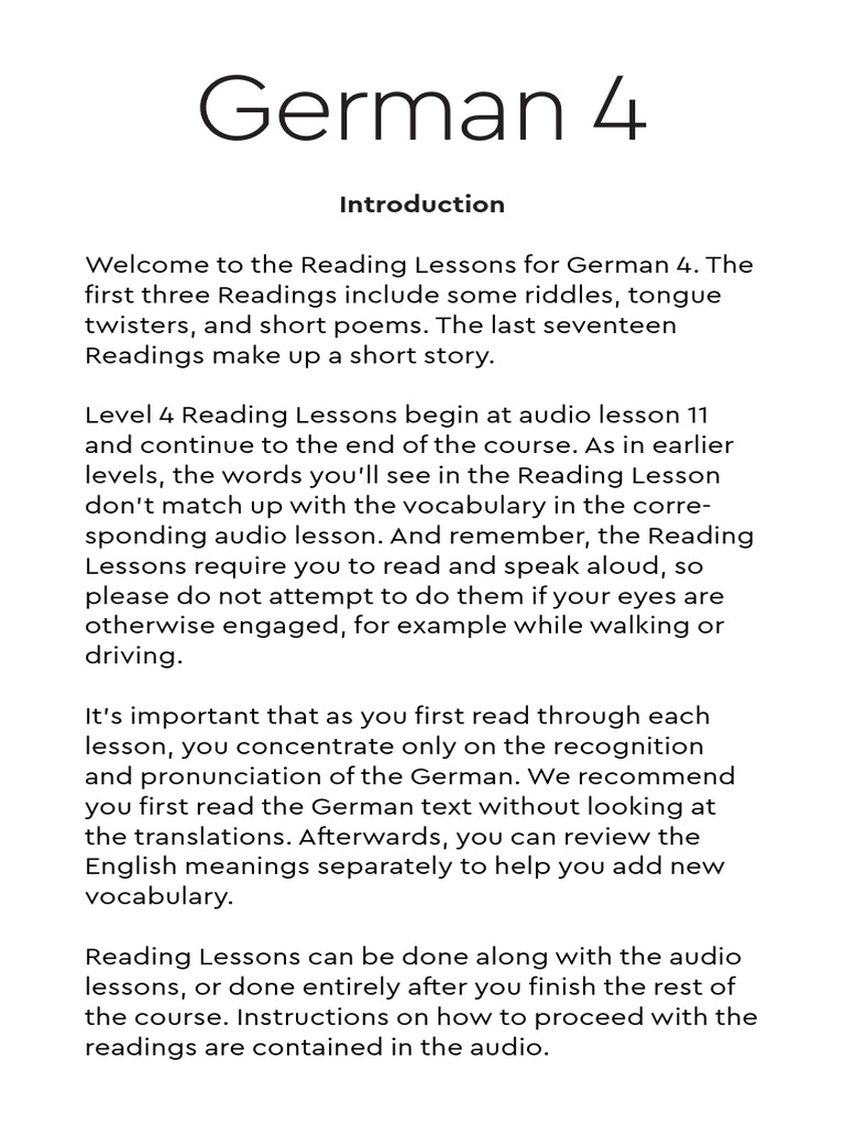 German Level 4 Intro | PDF