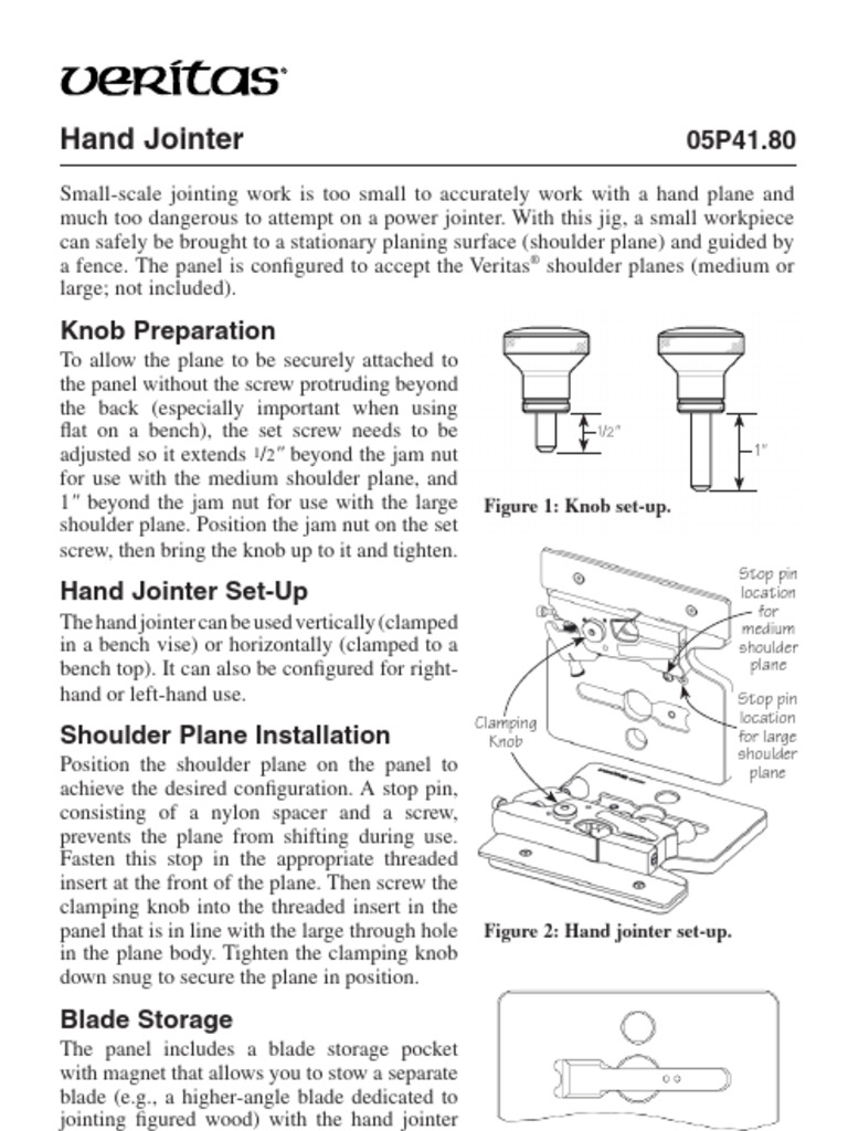Veritas Hand Jointer C 01 e | PDF | Screw | Metalworking