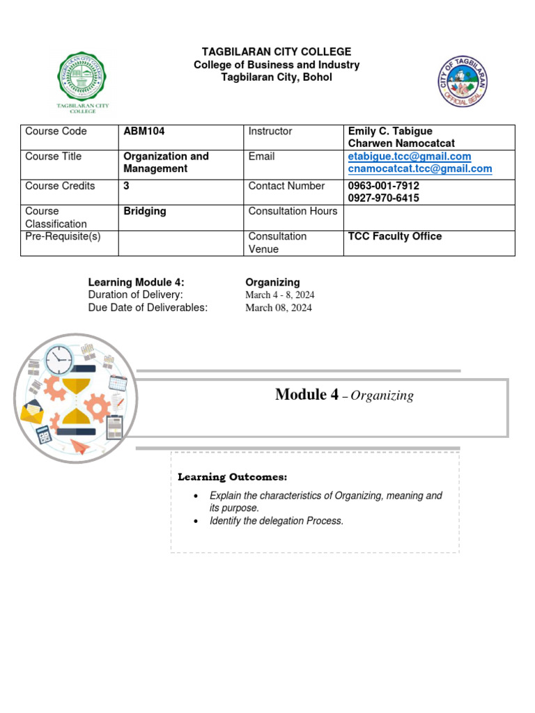ABM104 Module4 | PDF | Organizational Structure | Employment