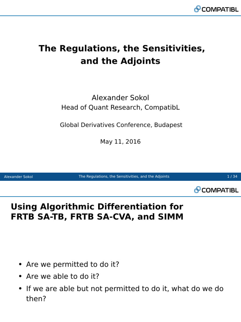 Alexander Sokol The Regulations The Sensitivities and The Adjoints ... Alexander Sokol The Regulations The Sensitivities and The Adjoints ...