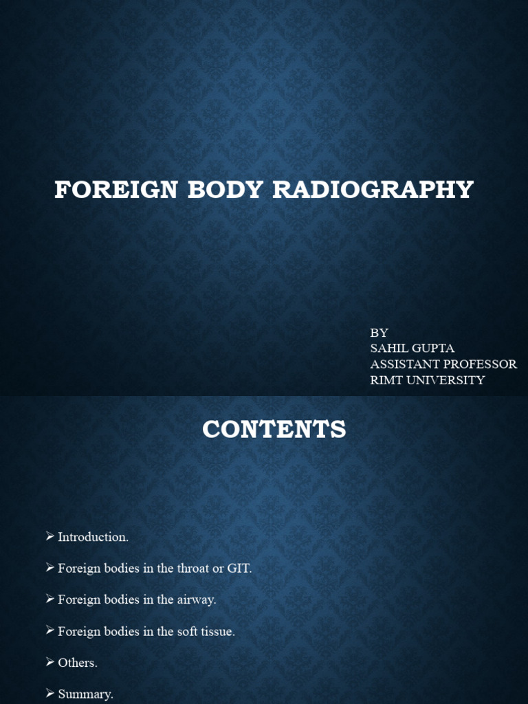 Foreign Body | PDF | Medical Imaging | Ct Scan