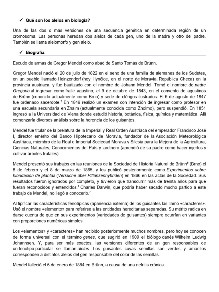 MENDEL | PDF | Dominancia (Genética) | Cigosidad