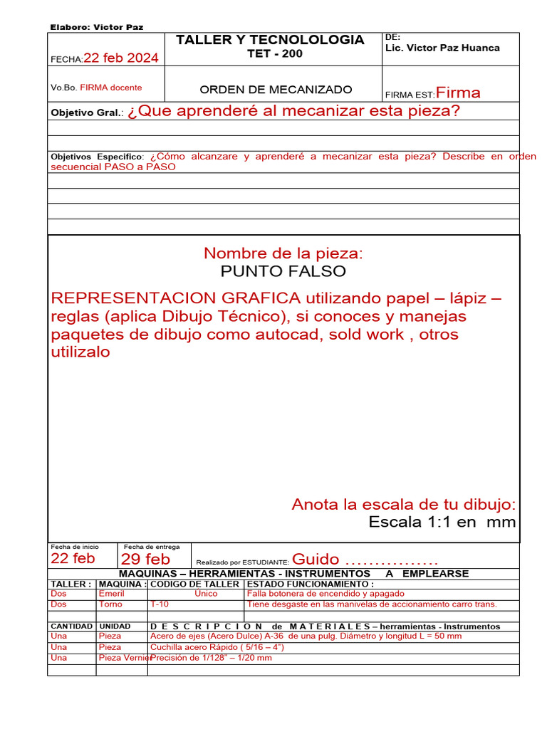 Formato preset PLANO punto falso Instrucciones | PDF