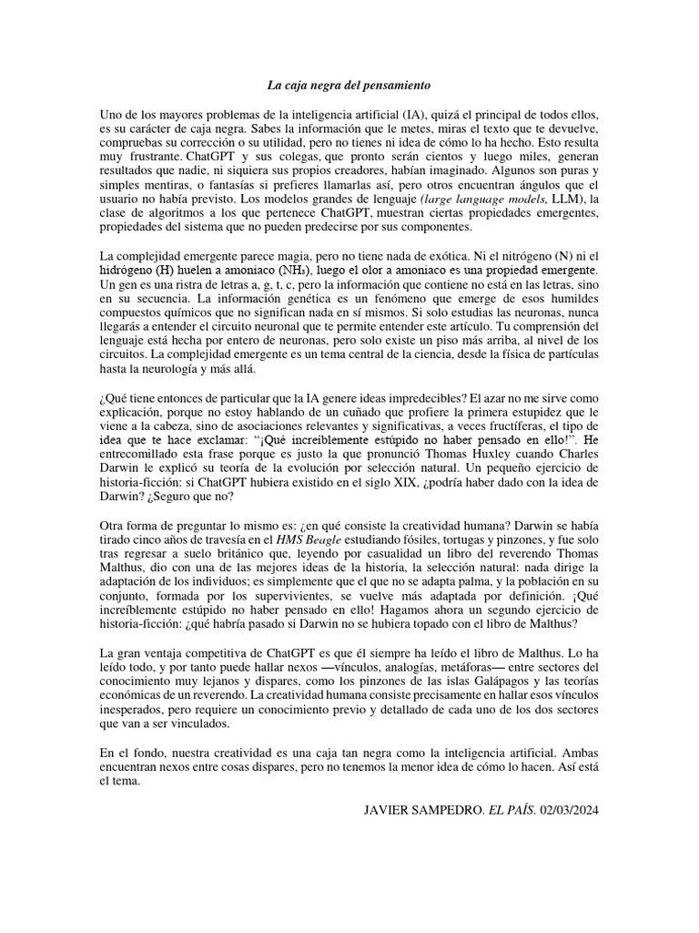 La Caja Negra Del Pensamiento | PDF | Charles Darwin | Aparición