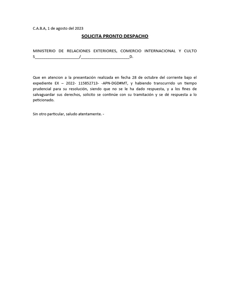 Solicita Pronto Despacho | PDF