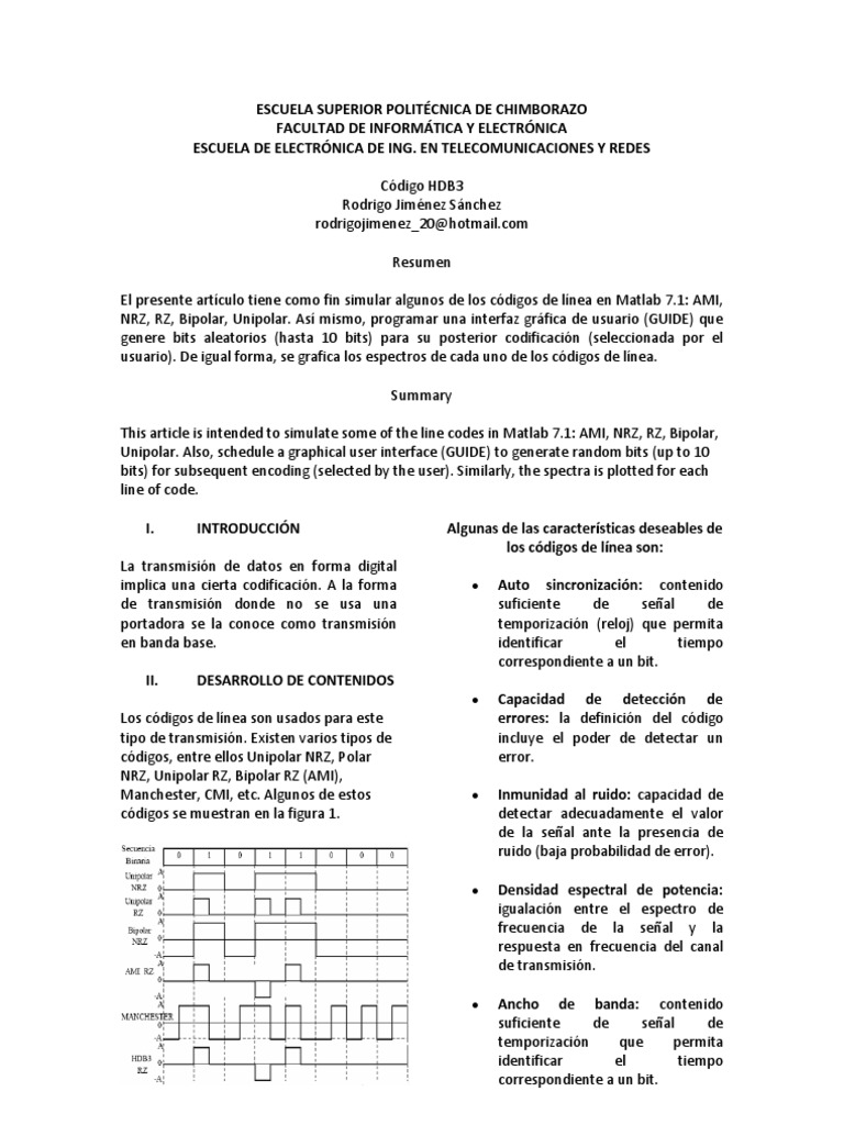 Código HDB3 en Matlab | PDF | Ingenieria Eléctrica | Tecnología digital