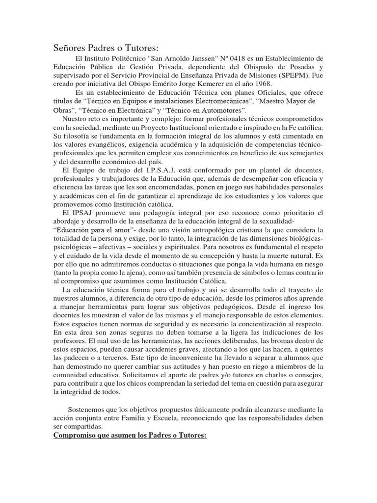 Reglamento y Acuerdo de Convivencia IPSAJ | PDF | Enseñando | Aprendizaje