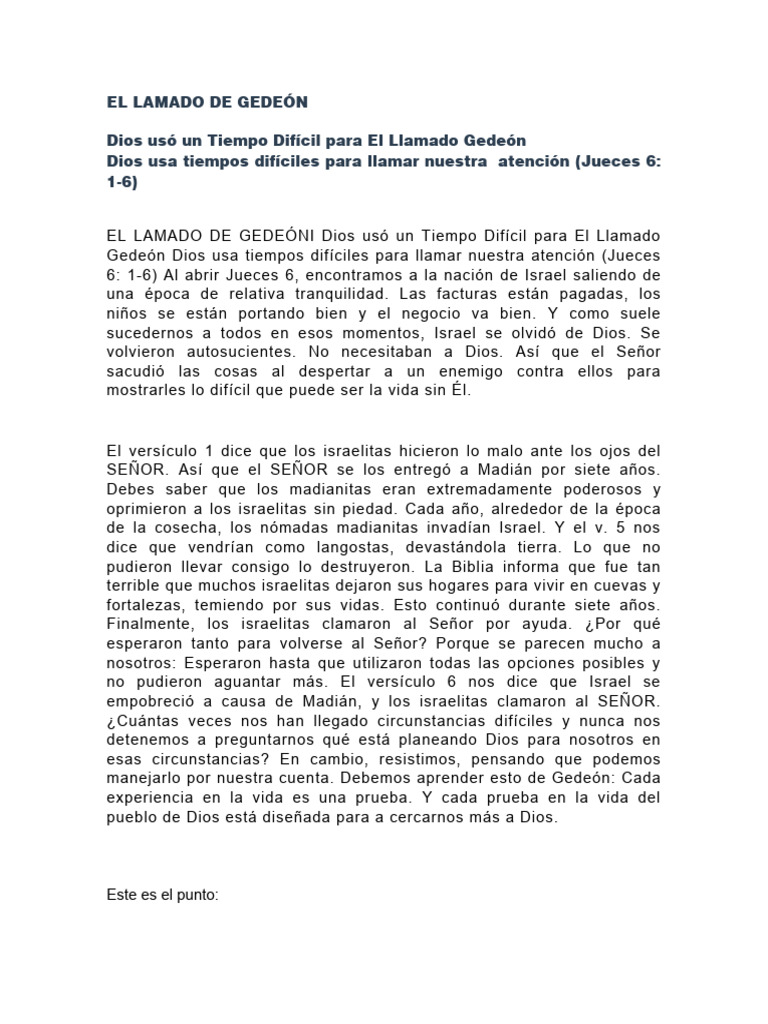 El Lamado de Gedeón | PDF