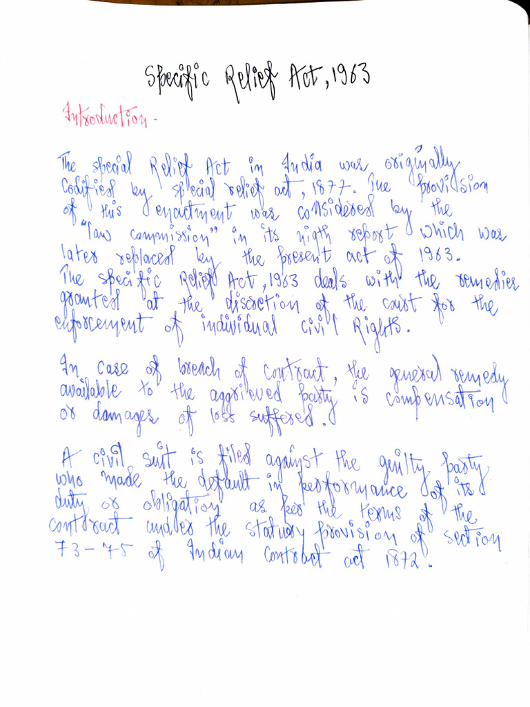 Specific performance of Contract | PDF