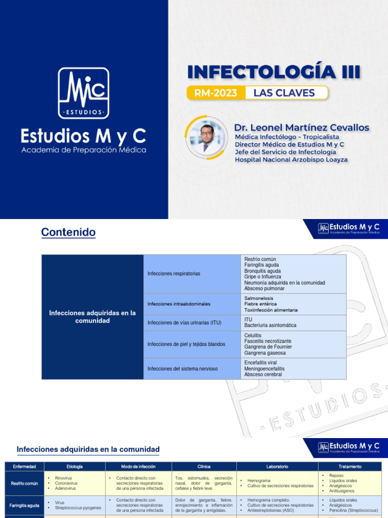 INFECTOLOGIA 3 - Estudios M y C | PDF | Salmonela | Neumonía