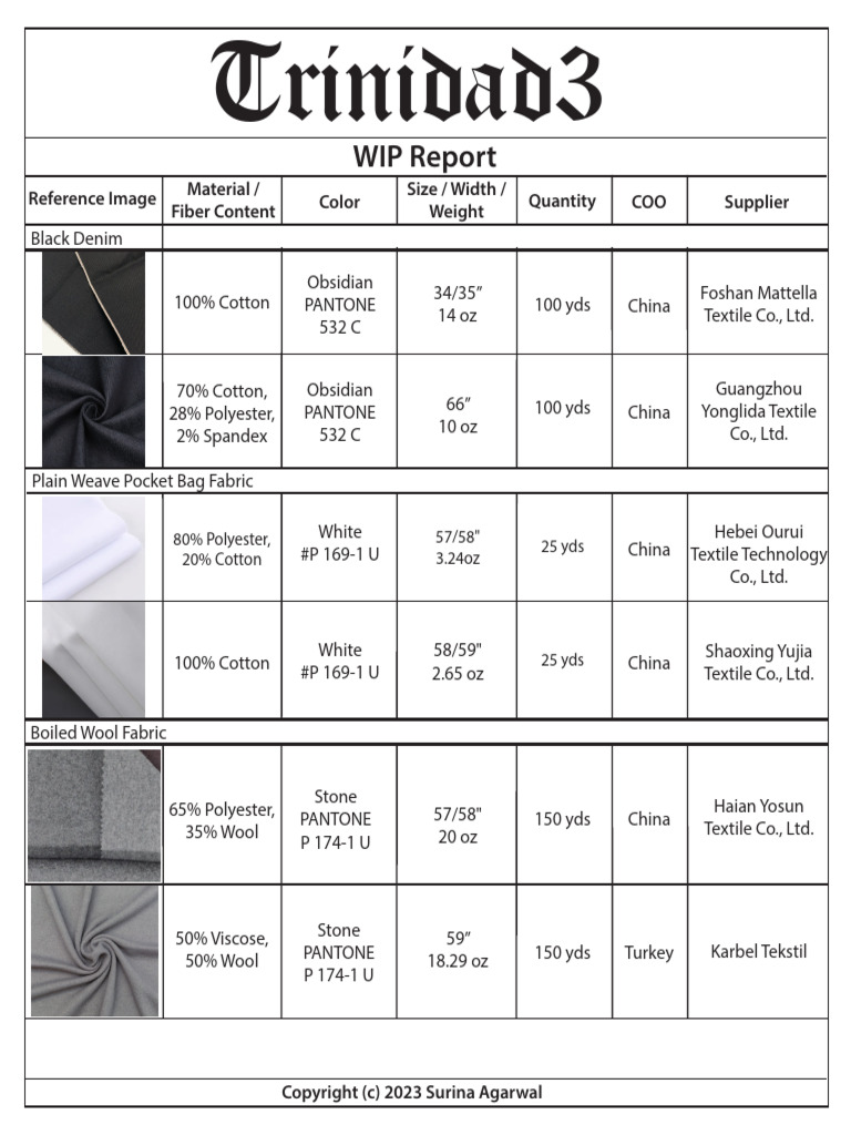 WIP Report | PDF | Textiles | Secondary Sector Of The Economy