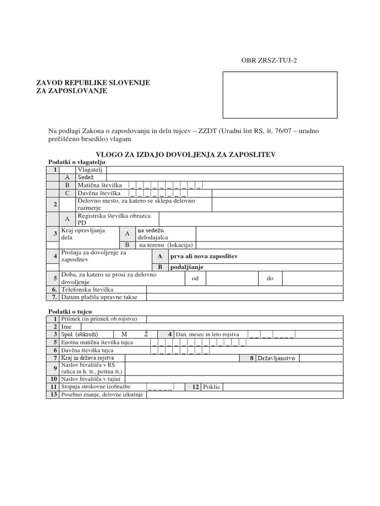 Obr Zrsz-Tuj-2: Zavod Republike Slovenije Za Zaposlovanje | PDF