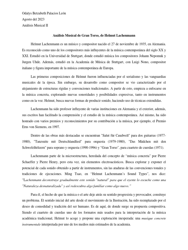 Análisis de "Gran Torso" de Lachenmann | PDF | Musicología