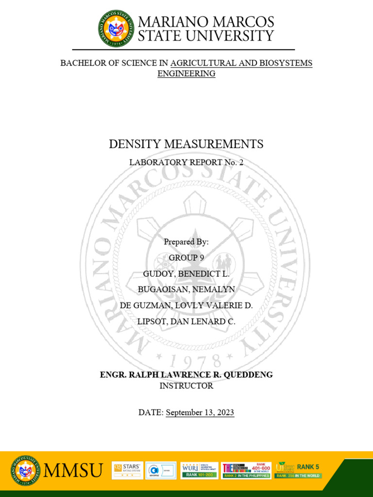 EXPERIMENT NO. 2 (Density Measurements) | PDF | Density | Volume