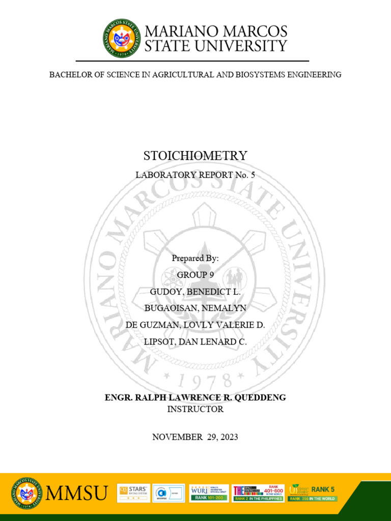 Experiment No. 5 (Stoichiometry) | PDF | Stoichiometry | Precipitation ...