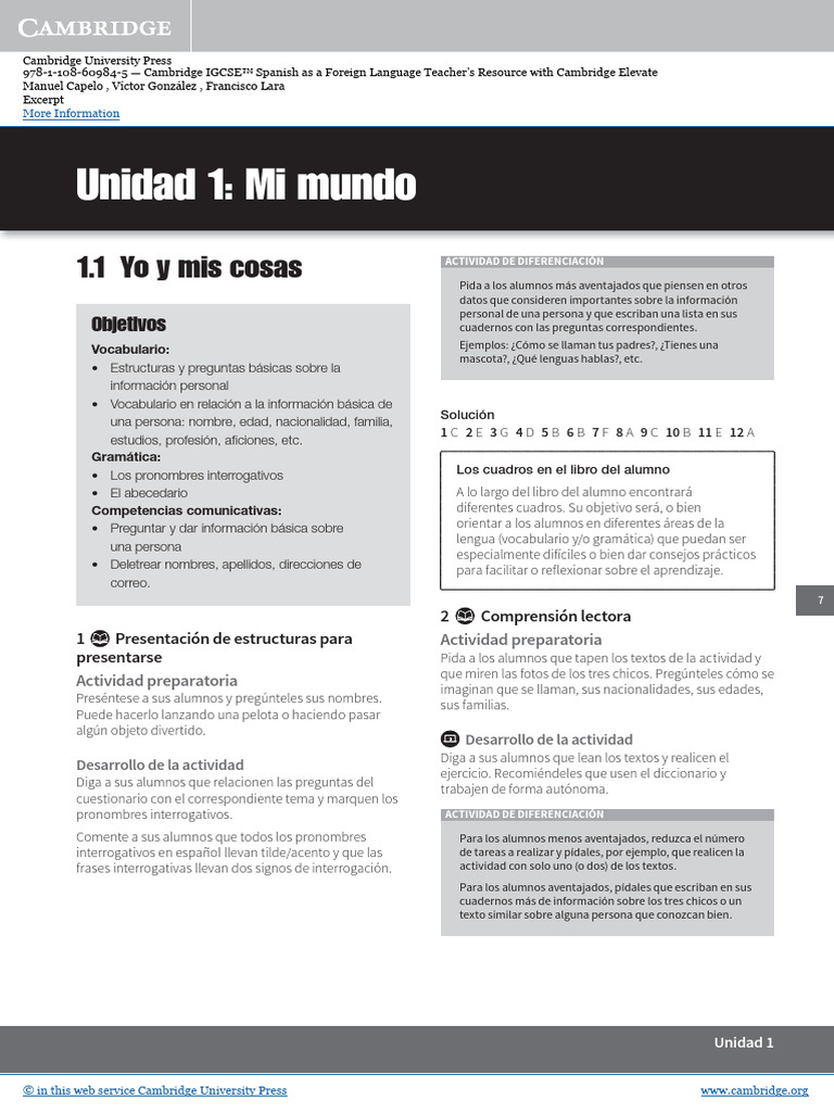 Cambridge Igcse Spanish As A Foreign Language Teacher S Resource With ...