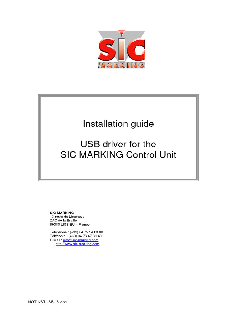 Installation Guide USB Driver For The SIC ... - SIC-Venim S.R.O. | PDF | Windows 2000 | Device ...
