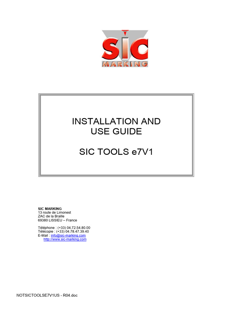 INSTALLATION AND USE GUIDE SIC TOOLS E7v1 - SIC-Venim S.R.O. | PDF | Computer File | Cursor ...
