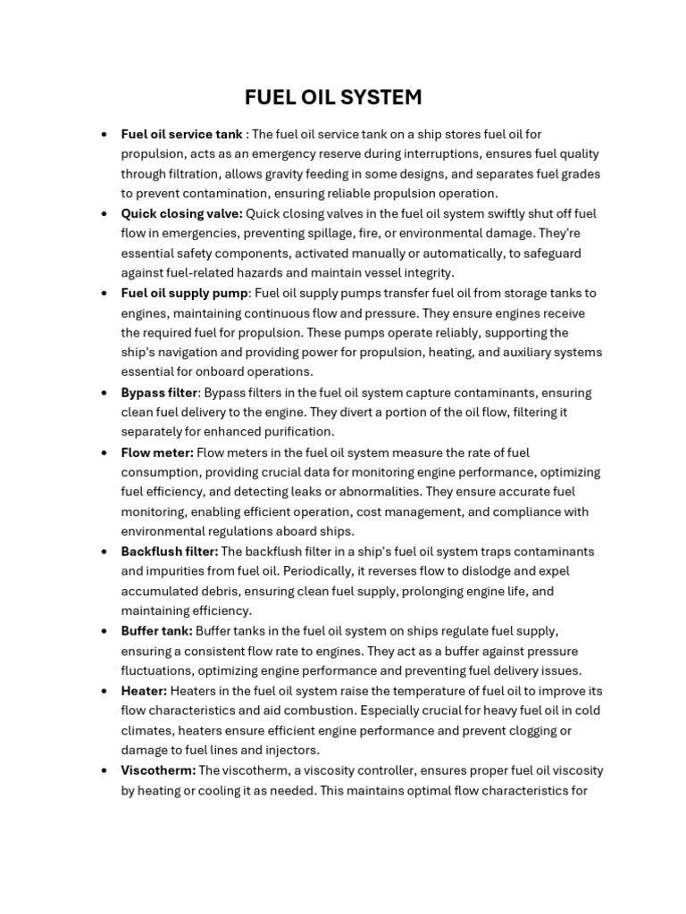 Fuel Oil System | Download Free PDF | Engines | Fuel Oil