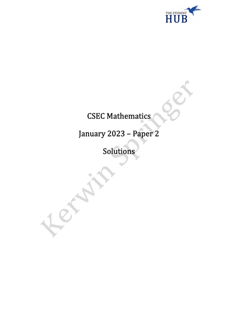 CSEC Maths - Paper 2 - January 2023 - Solution | PDF | Mathematics ...